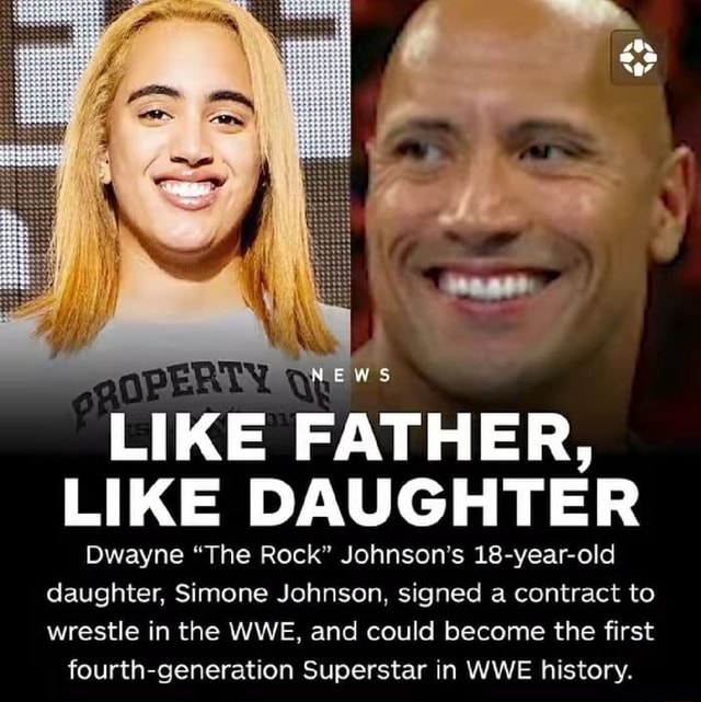 LIKE FATHER, LIKE DAUGHTER Dwayne "The Rock" Johnson's 18-year-old ...