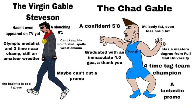 The Virgin Gable The Chad Gable Steveson Aslouching A confident 5'8 0% ...