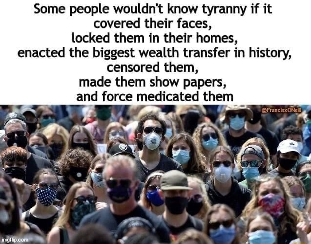 Some people wouldn't know tyranny if it covered their faces, locked ...