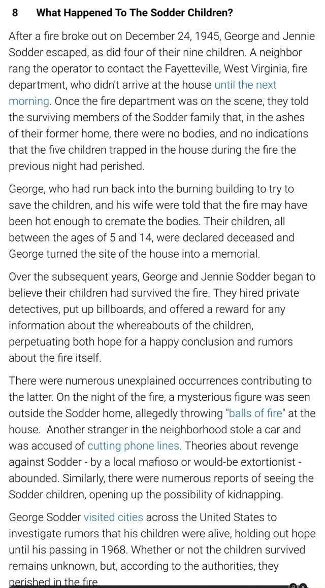 8 What Happened To The Sodder Children? After a fire broke out on ...