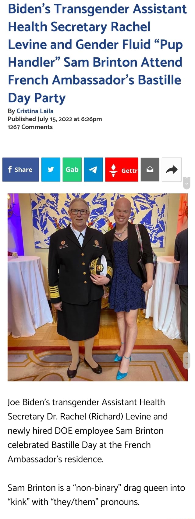 Biden's Transgender Assistant Health Secretary Rachel Levine and Gender ...