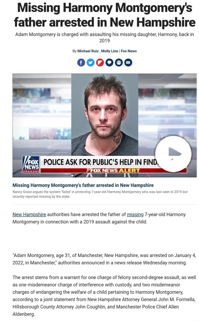 Missing Harmony Montgomery's father arrested in New Hampshire Adam ...