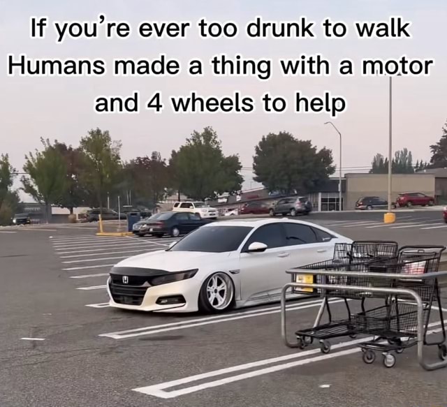 If you're ever too drunk to walk Humans made a thing with a motor and 4 ...
