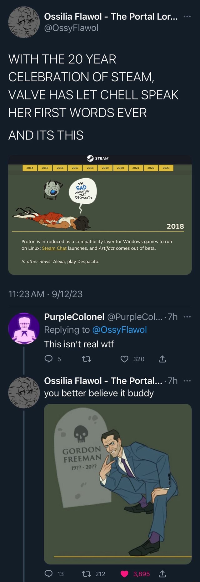 WITH THE 20 YEAR CELEBRATION OF STEAM, VALVE HAS LET CHELL SPEAK HER ...