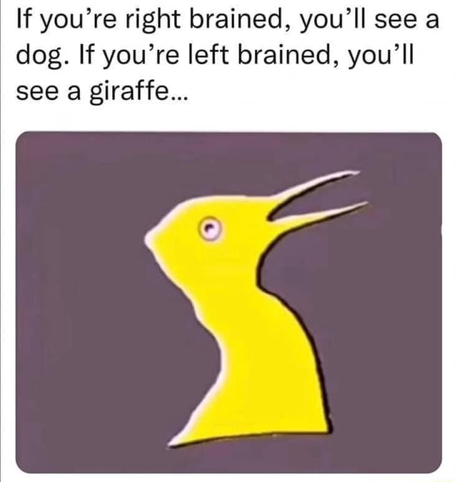 If you're right brained, you'll see a dog. If you're left brained, you ...