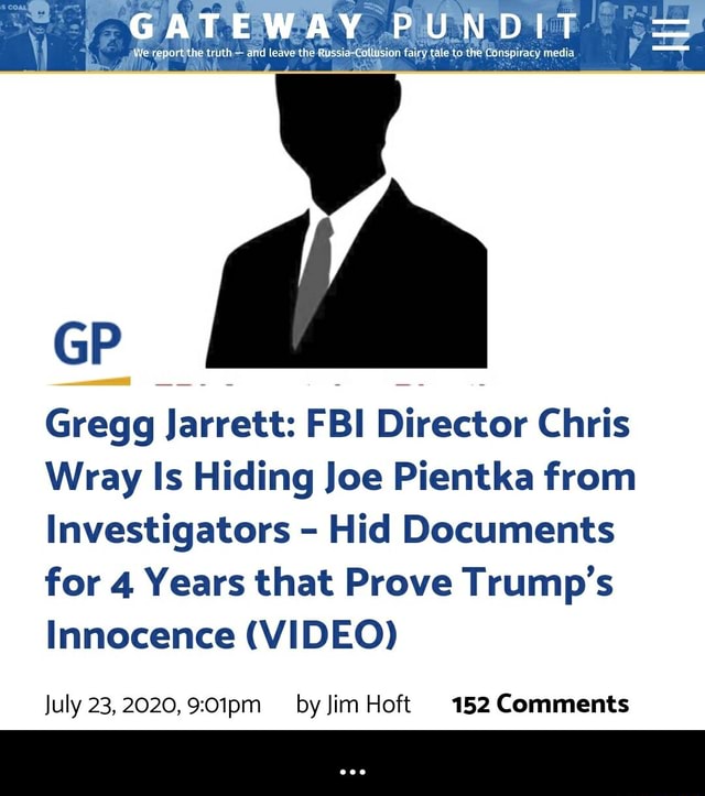 Gregg Jarrett: FBI Director Chris Wray Is Hiding Joe Pientka from ...
