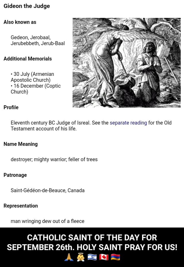 Gideon the Judge Also known as Gedeon. Jerobaal. Jerubebbeth, Jerub ...