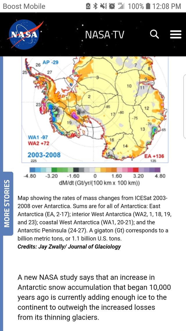 Map showing the rates of mass changes from ICESat 2003- 2008 over ...