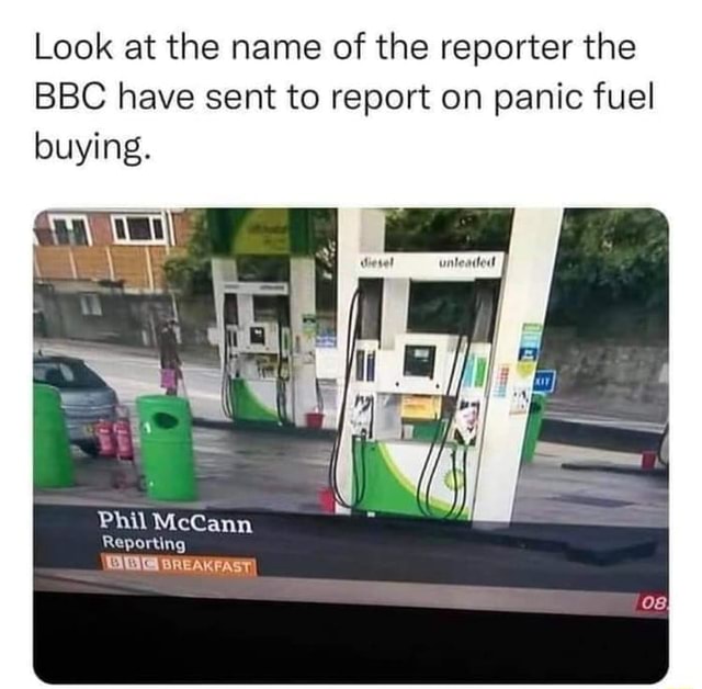 Look at the name of the reporter the BBC have sent to report on panic ...
