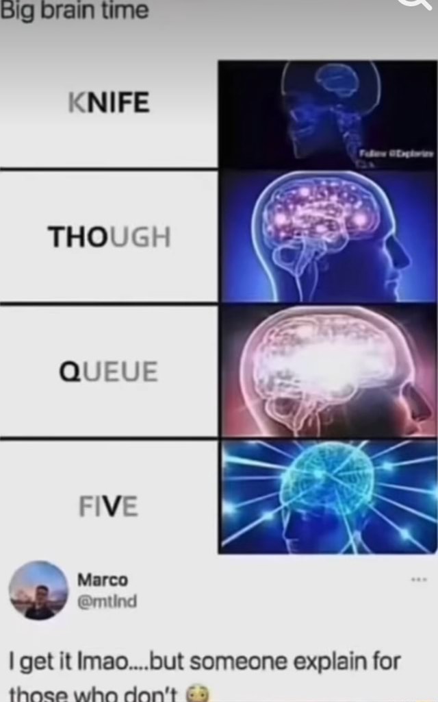 Dig Drain time KNIFE THOUGH QUEUE FIVE Marco I get it Imao....but ...