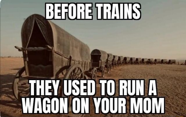 BEFORE TRAINS THEY USED TO RUN WAGON ON YOUR MOM - iFunny