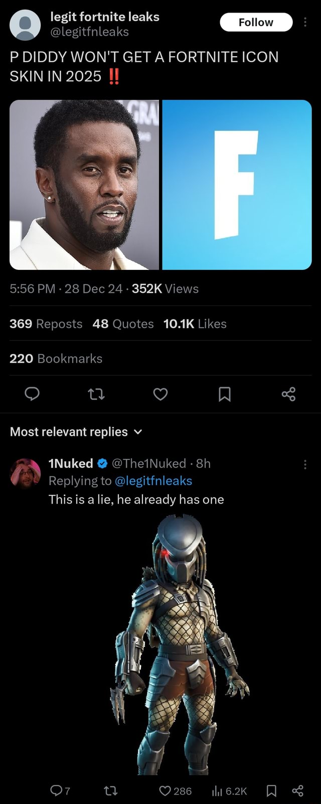 Legit fortnite leaks Foll : @legitinleaks P DIDDY WON'T GET A FORTNITE ...