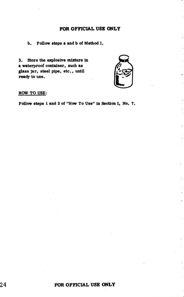 24 FOR OFFICIAL USE ONLY b. Follow steps a and b of Method I, 3. Store ...