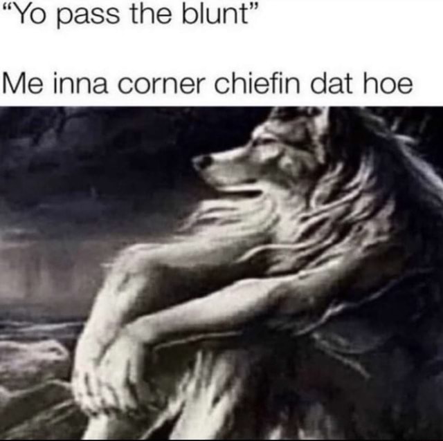 "Yo pass the blunt" Me inna corner chiefin dat hoe - iFunny