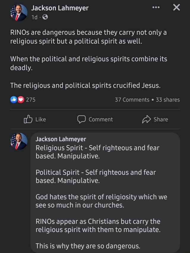 Jackson Lahmeyer 14-@ RINOs are dangerous because they carry not only a ...