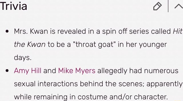 Trivia OIA Mrs. Kwan is revealed in a spin off series called Hit the ...