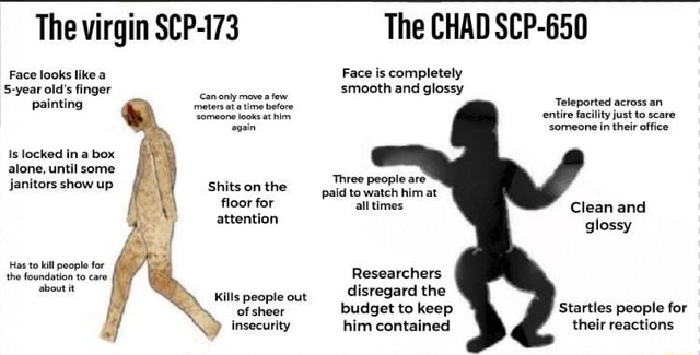 The virgin SCP-173 Face looks like a S-year old's finger Sante can only ...