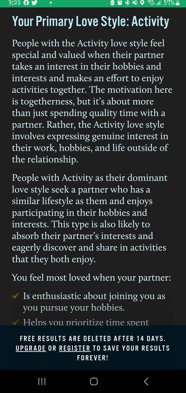 Your Primary Love Style: Activity People with the Activity love style ...