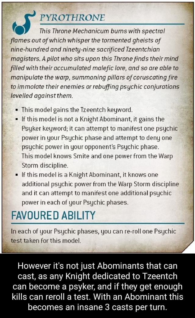 PYROTHRONE fe This Throne Mechanicum burns with spectral flames out of ...