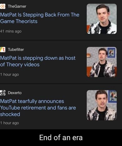 BB Thecamer MatPat Is Stepping Back From The Game Theorists MatPat is ...