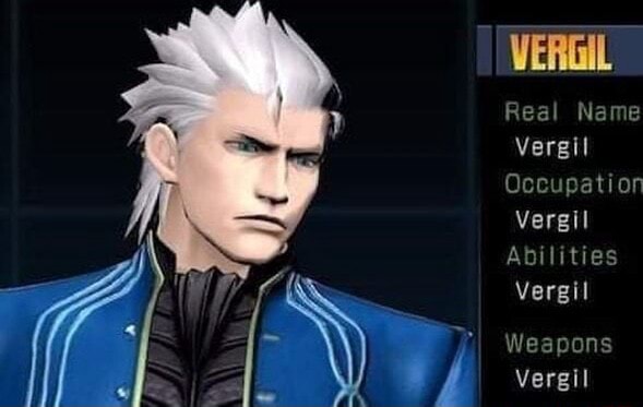 VERGIL Real Name Vergll Occupation Vergll Abilities Vergll Weapons ...