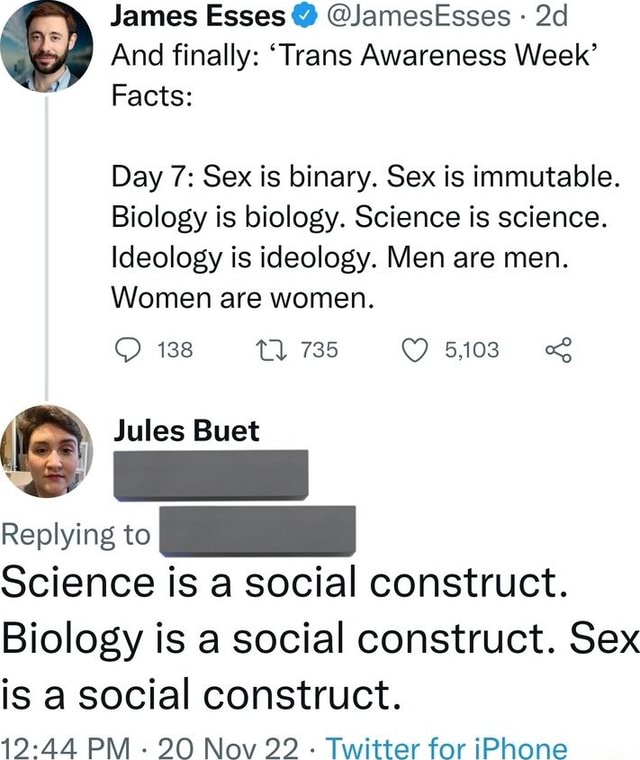 James Esses @ @JamesEsses And finally: 'Trans Awareness Week' Facts ...