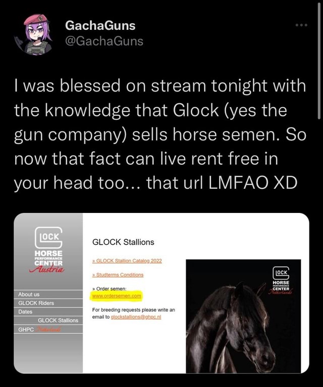 GachaGuns I was blessed on stream tonight with the knowledge that Glock ...