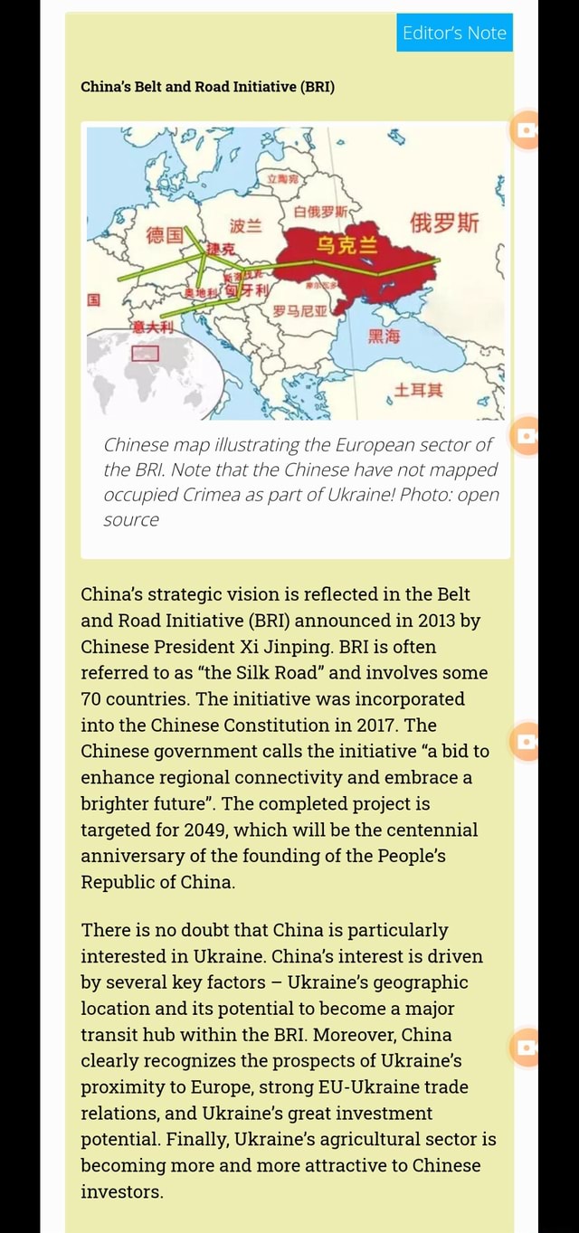 China's Belt and Road Initiative (BRI) Editor's Note RY I +HR OO ...