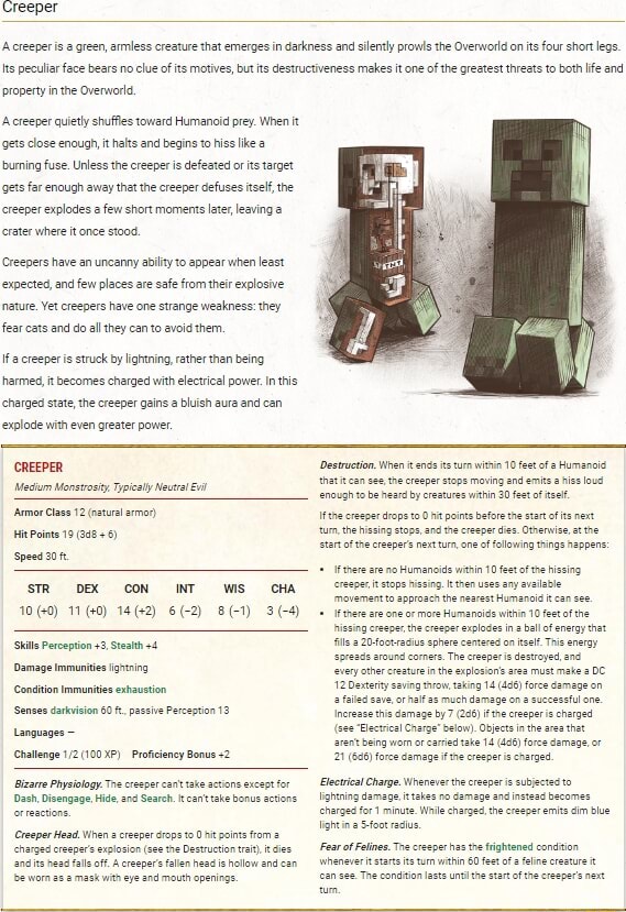 Creeper A creeper 's green, armless cresture that emerges in darkness ...