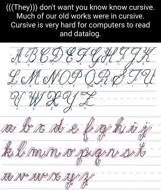 (((They))) don't want you know know cursive. Much of our old works were ...