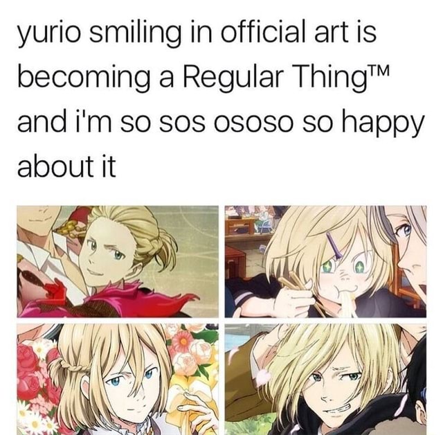Yurio smiling in official art is becoming a Regular and i'm so sos ...