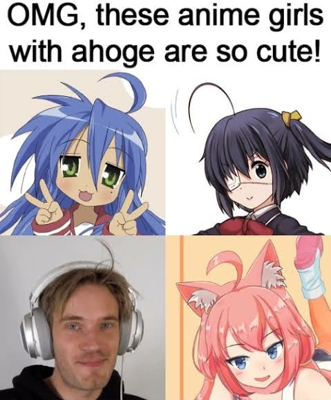 OMG, these anime girls with ahoge are so cute! - )