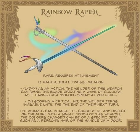 [@MATAMESGIFFORO RAINBOW RAPIER_ RARE, REQUIRES ATTUNEMENT +1 RAPIER ...