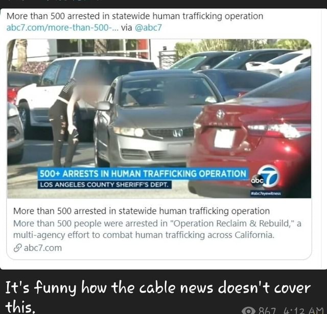 More than 500 arrested in statewide human trafficking operation via ...