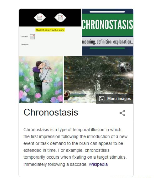 HRONOSTASIS 'meaning, definition, explanation. More images Chronostasis