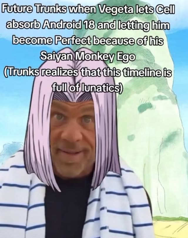 Future Trunks when Vegeta lets Cell absorb Android 18 and sting him ...