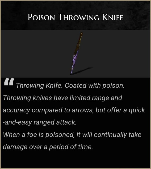 POISON THROWING KNIFE Throwing Knife. Coated with poison. Throwing ...