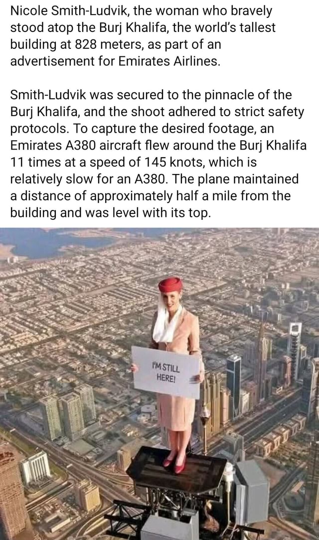 Nicole Smith-Ludvik, the woman who bravely stood atop the Burj Khalifa ...