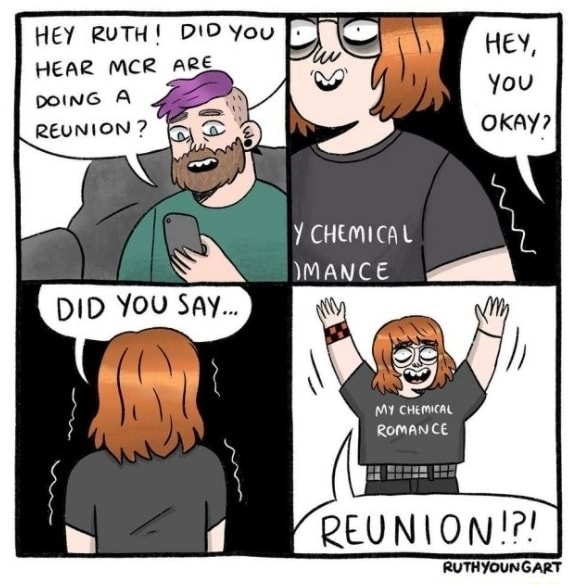 HEY RUTH! DIO You HEAR MCR ARE Pol = REUNION CHEMICAL MY CHEMICAL ...