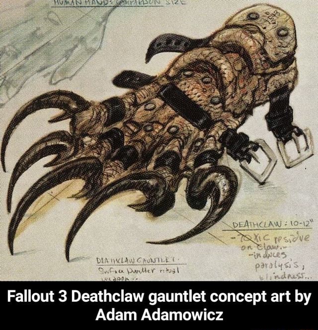 Fallout 3 Deathclaw gauntlet concept art by Adam Adamowicz - Fallout 3 ...