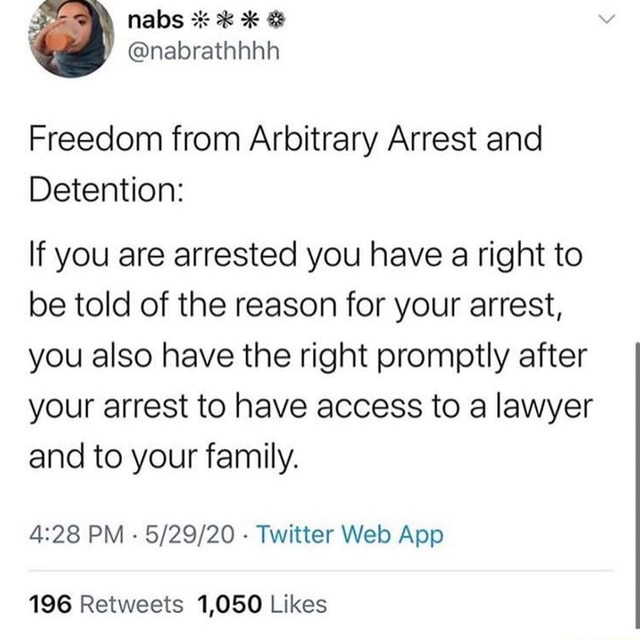Freedom from Arbitrary Arrest and Detention: lf you are arrested you ...