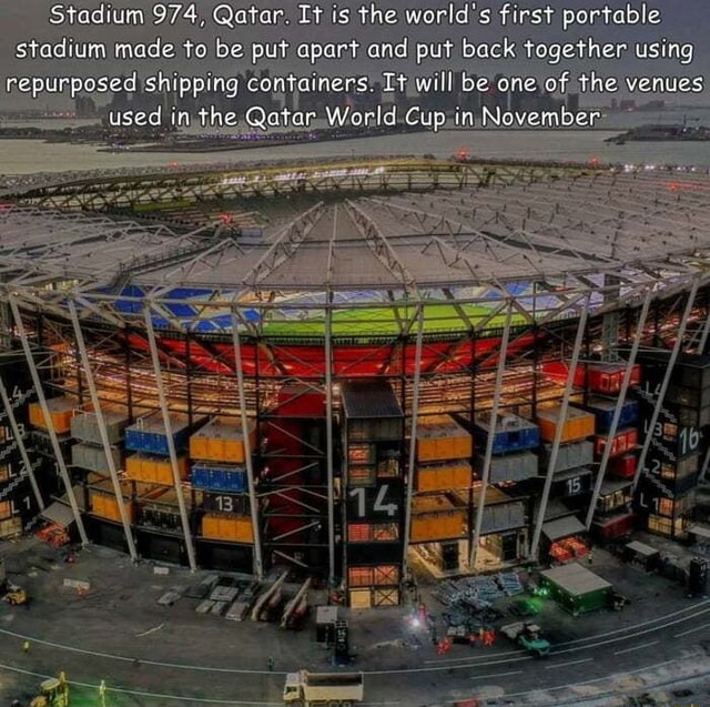 Stadium 974, Qatar. It is the world's first portable back siadium made ...