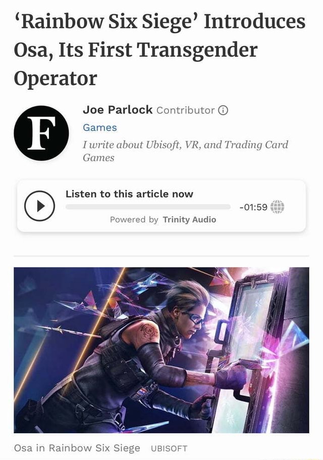 'Rainbow Six Siege' Introduces Osa, Its First Transgender Operator Joe ...