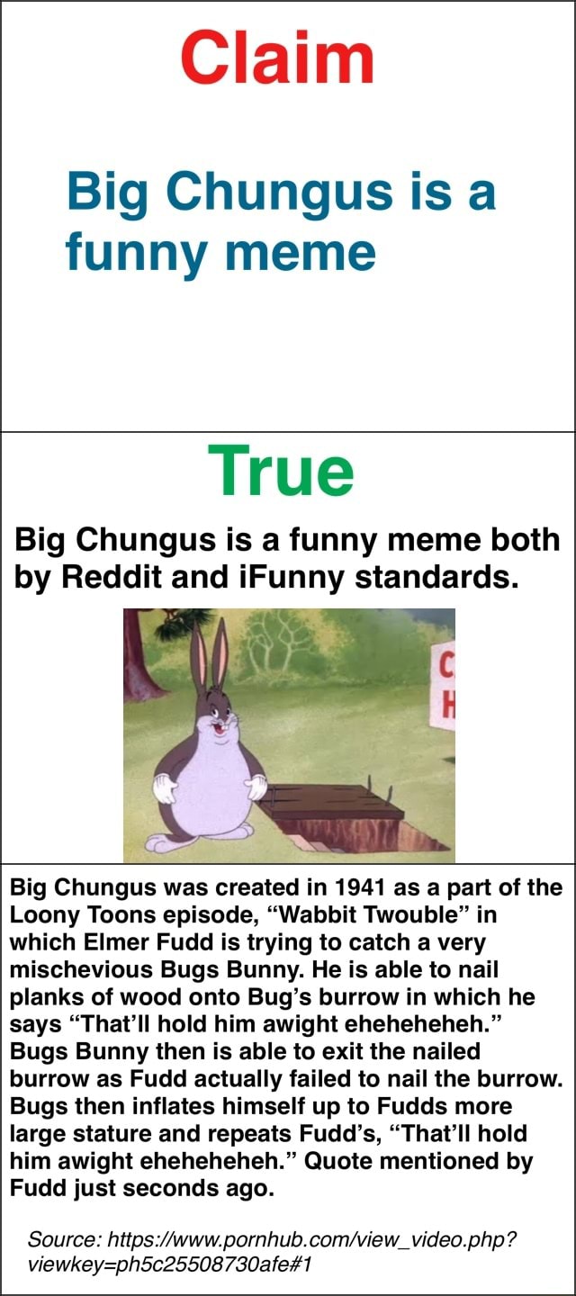 Claim Big Chungus Is A Funny Meme True Big Chungus Is A Funny Meme Both By Reddit And Ifunny
