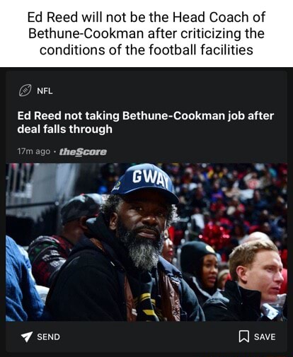 Ed Reed will not be the Head Coach of Bethune Cookman after criticizing ...