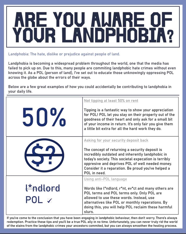 Landphobia: The hate, dislike or prejudice against people of land ...