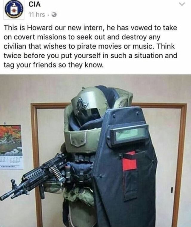 CIA hrs This is Howard our new intern, he has vowed to take on covert ...