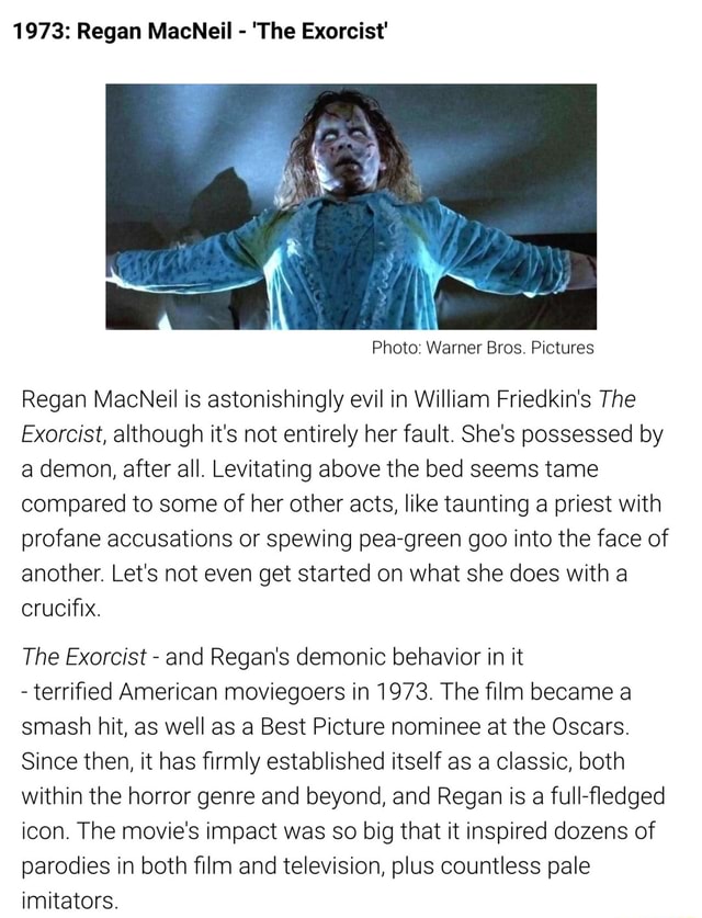 'The Exorcist' Photo: Warner Bros. Pictures Regan MacNeil is ...