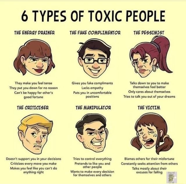 6 TYPES OF TOXIC PEOPLE THE ENERGY DRAINER THE FAKE COMPLIMENTOR THE ...