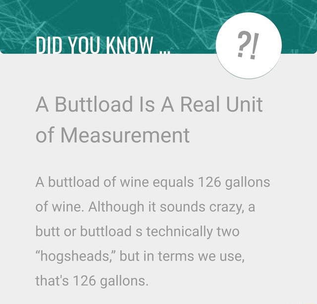 DID YOU KNOW A Buttload Is A Real Unit of Measurement A buttload of ...